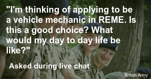 I'm thinking of applying to be a vehicle mechanic in REME. Is this a ...