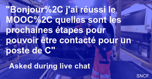Bonjour, j'ai réussi le MOOC, quelles sont les prochaines étapes pour pouvoir être contacté pour ...