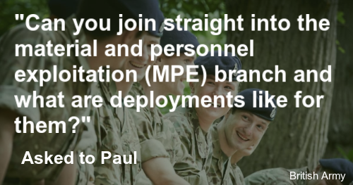 Can you join straight into the material and personnel exploitation (MPE ...