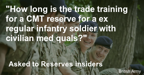 How long is the trade training for a CMT reserve for a ex regular ...