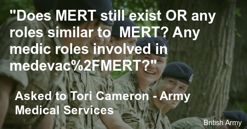 Does MERT still exist OR any roles similar to MERT? Any medic roles ...