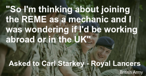 So I'm thinking about joining the REME as a mechanic and I was ...