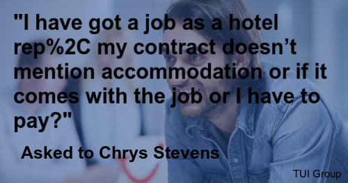 I have got a job as a hotel rep, my contract doesn’t mention ...