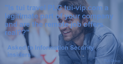 Is tui travel PLC tui-vip.com a legitimate part of your company and are ...