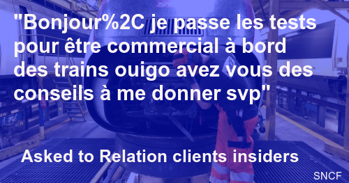 Bonjour, je passe les tests pour être commercial à bord des trains ...