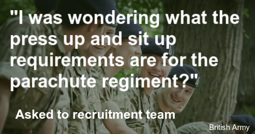 I was wondering what the press up and sit up requirements are for the ...