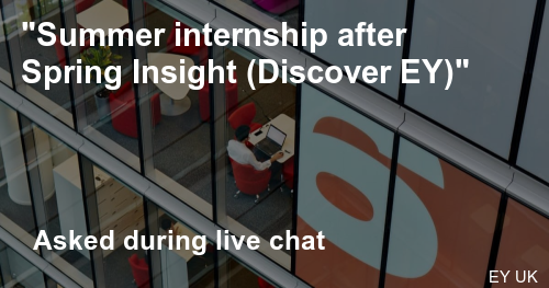 Summer internship after Spring Insight (Discover EY) | EY UK